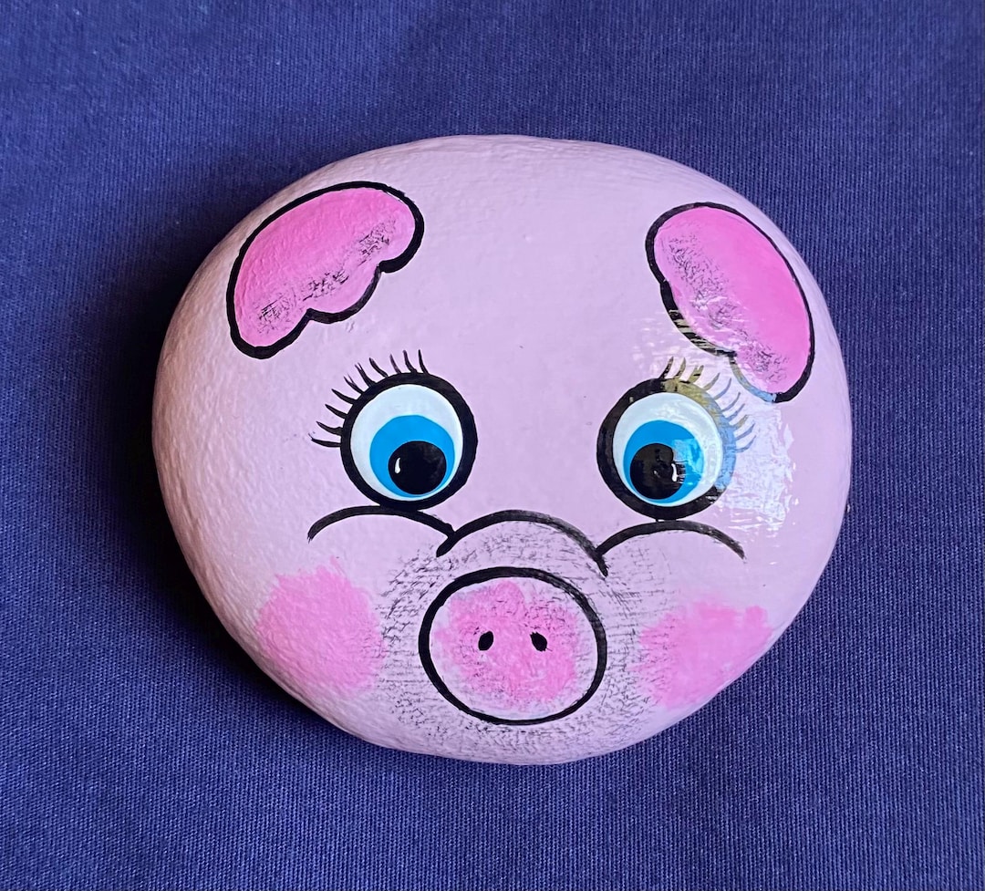 Pig Painted Rock, Animal Painted Stone, Pigs Home Decor and Gifts - Etsy