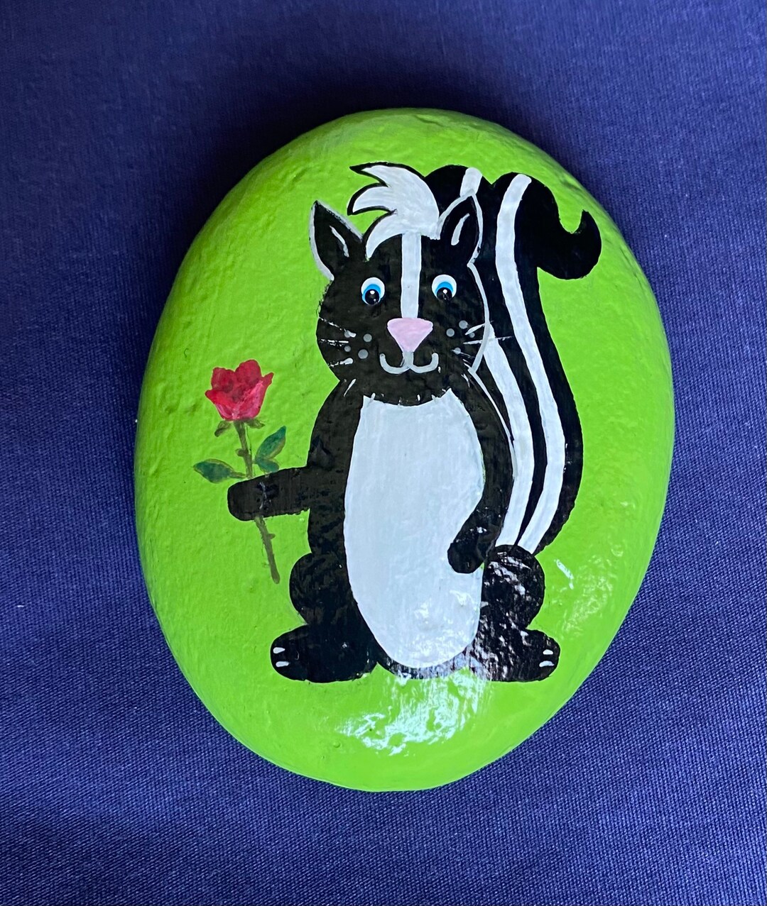 Skunk Painted Rock, Animal Painted Stone, Skunks, Home Decor and Gifts ...
