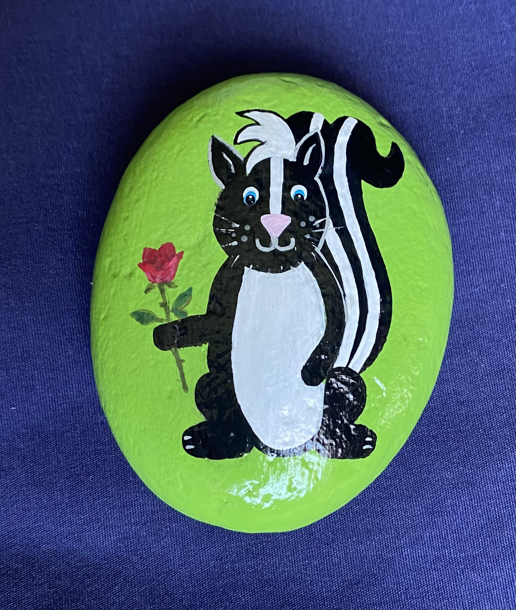 Skunk Painted Rock Animal Painted Stone Skunks Roses - Etsy