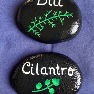 Herb Garden Painted Rocks, Herb Painted Stones, Garden Markers, Herbs ...
