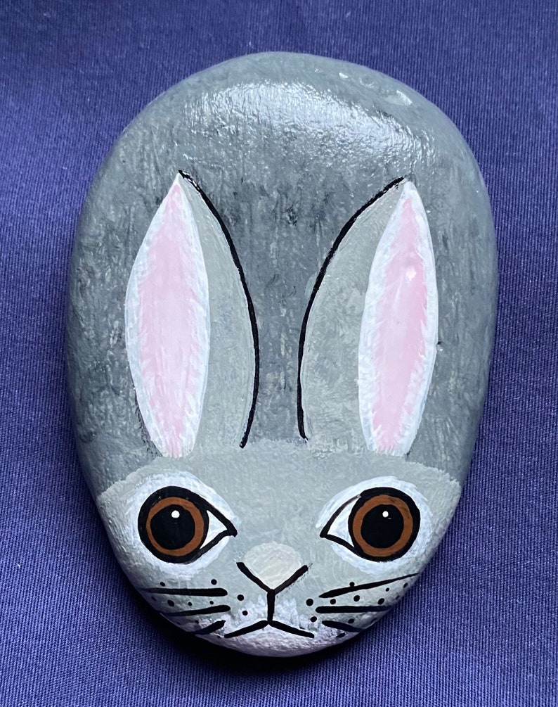 Bunny Painted Rock Animal Painted Stone Bunnies Animals - Etsy