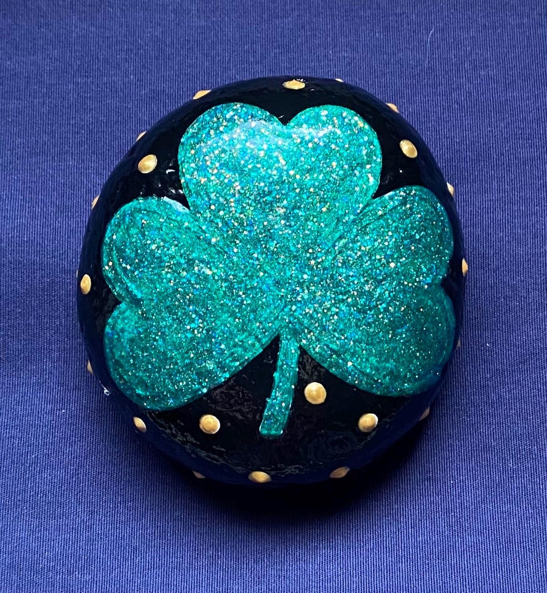 Shamrock Painted Rock, St. Patrick’s Day Painted Stone, Garden, Porch ...