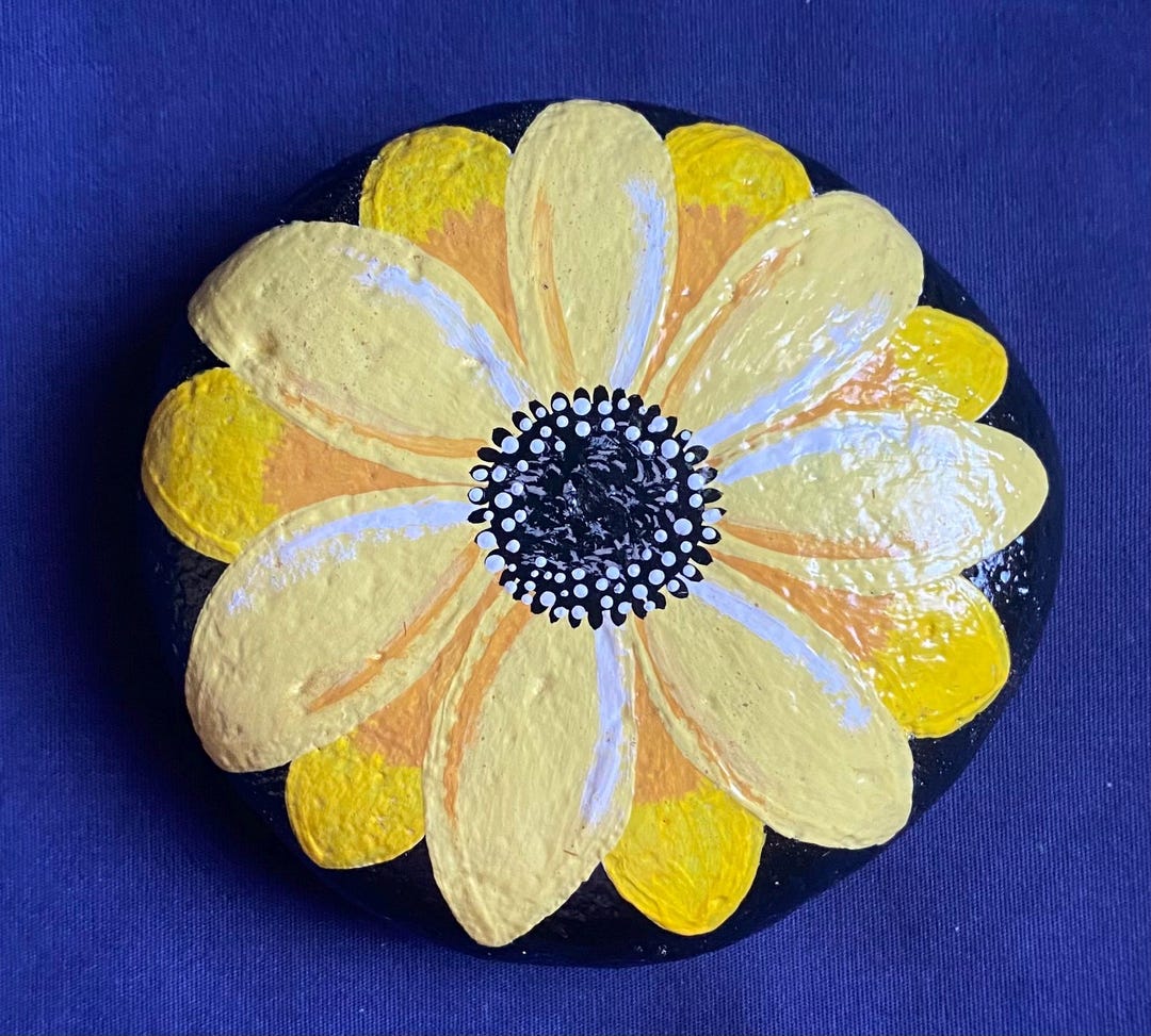 Sunflower Painted Rock, Flower Painted Stone, Sunflowers Home Decor and ...