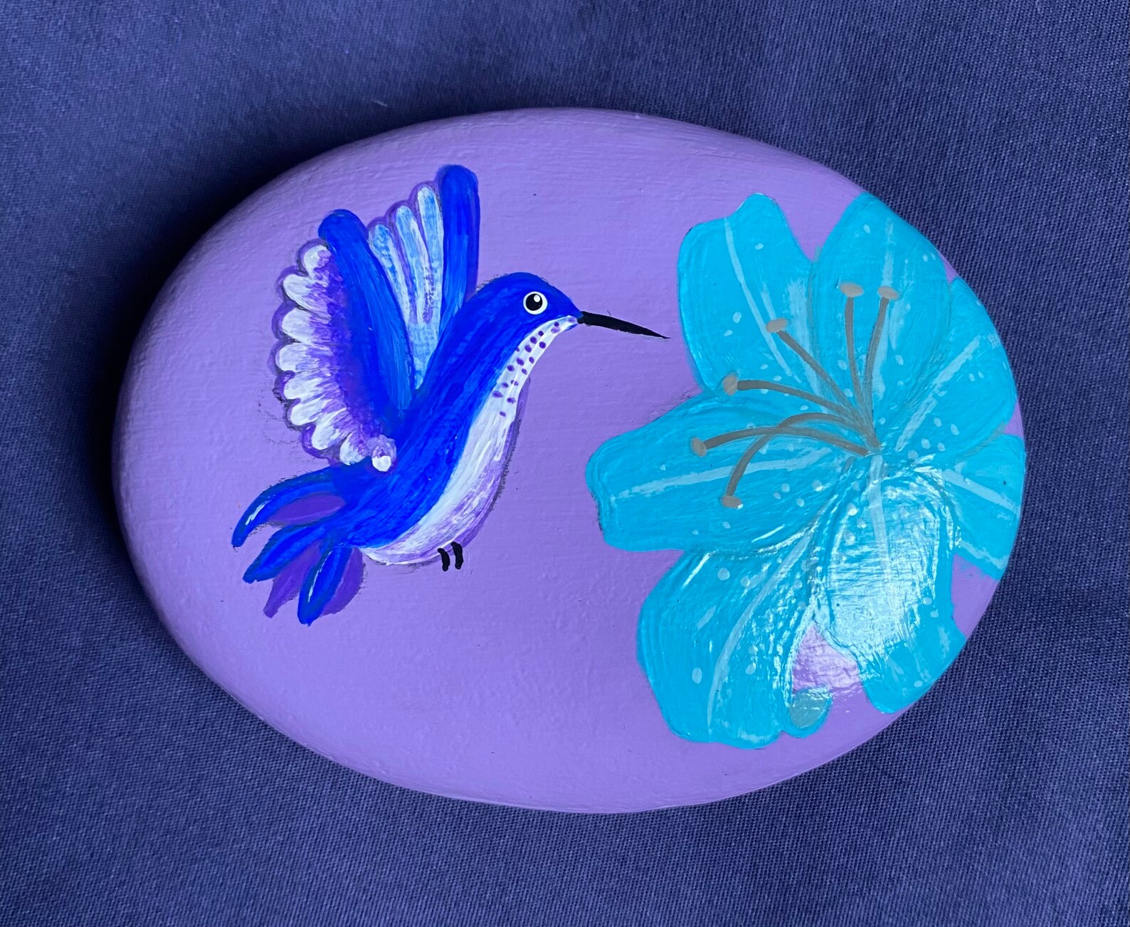 Hummingbird Painted Rock Bird Painted Stone Flowers - Etsy