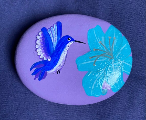 Hummingbird Painted Rock Bird Painted Stone Flower Birds | Etsy