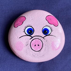 Pig Painted Rock, Animal Painted Stone, Pigs Home Decor and Gifts - Etsy