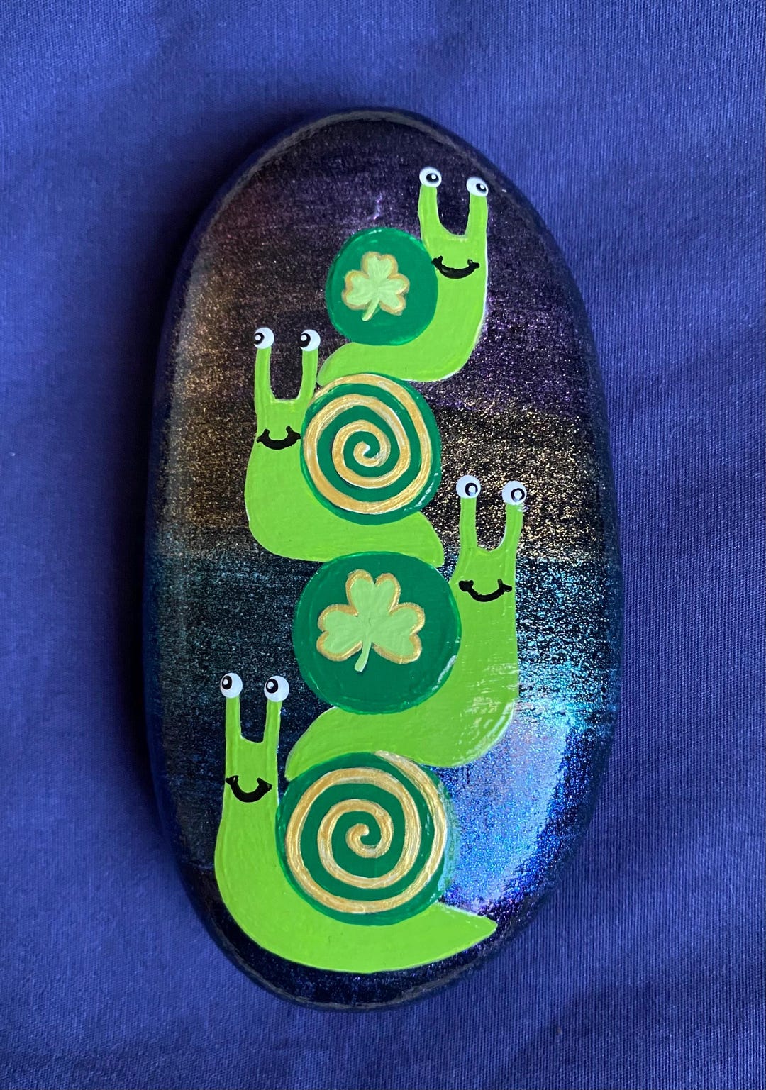 St. Patrick’s Day Painted Rock: Shamrocks, Snails, Rainbow Decor - Etsy