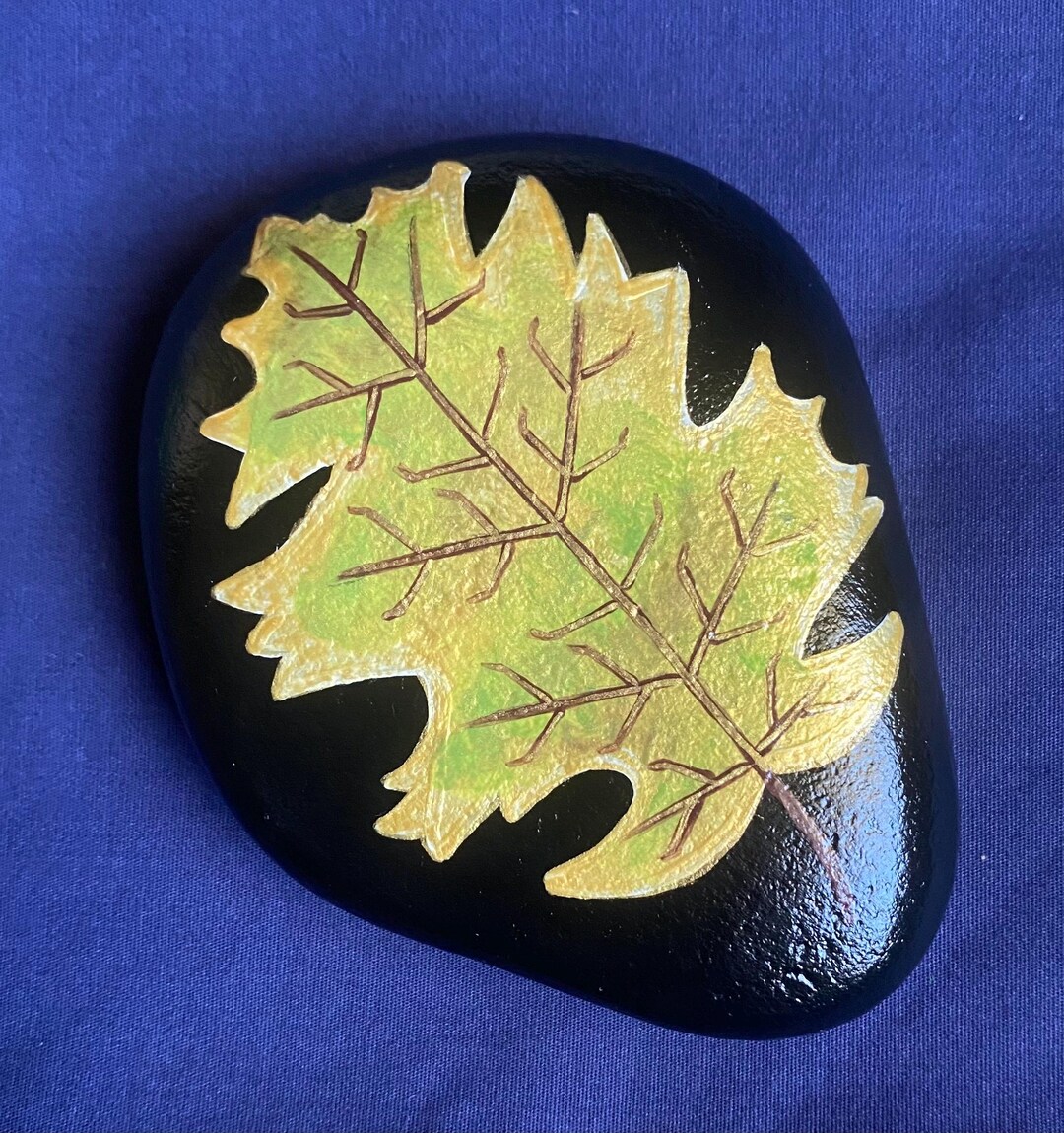 Leaf Painted Rock, Fall Painted Stone, Seasonal Decor and Gifts - Etsy