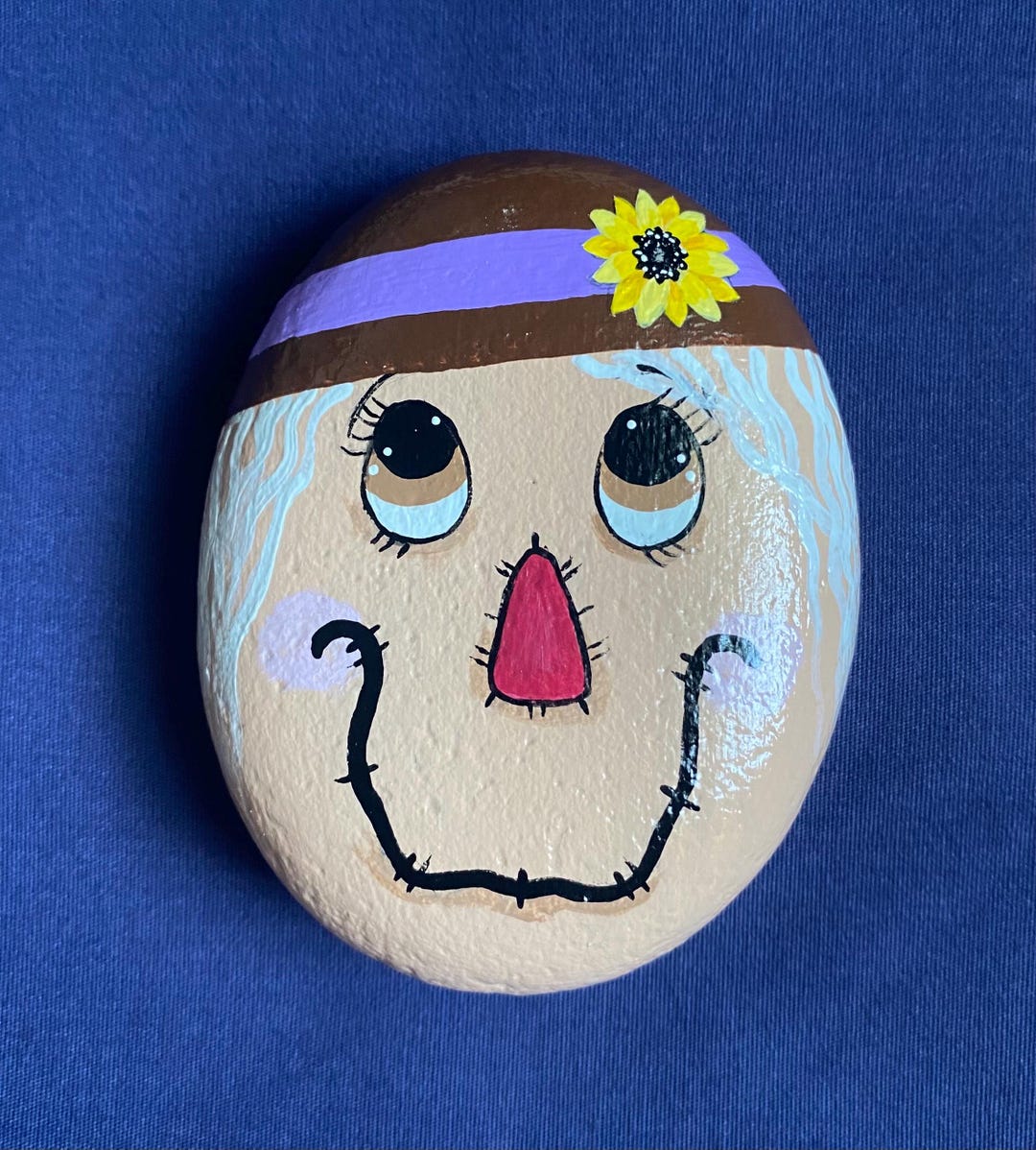 Scarecrow Painted Rock: Fall Painted Stone, Scarecrows Paperweights ...