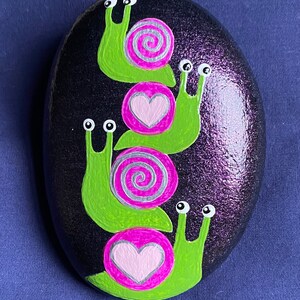 Snail Painted Rock, Snails Painted Stone, Snails Home Decor and Gifts ...
