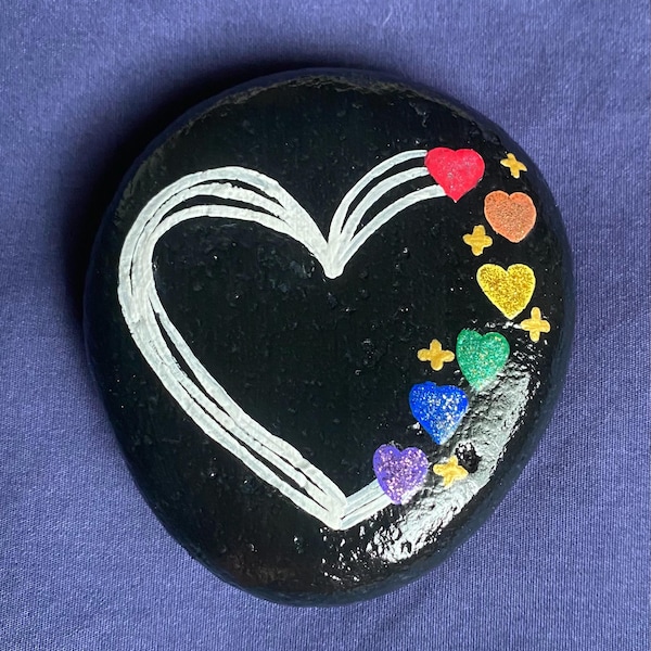 Painted Heart Rock - Etsy
