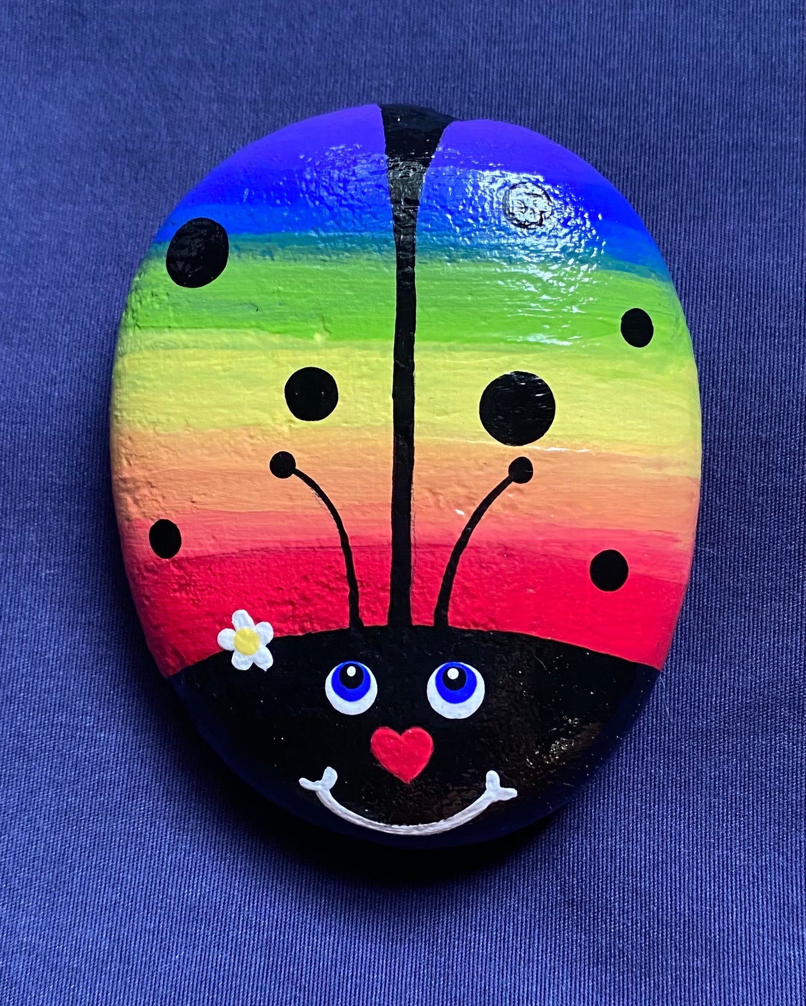 Ladybug Painted Rock Bug Painted Stone Rainbows Beetles - Etsy