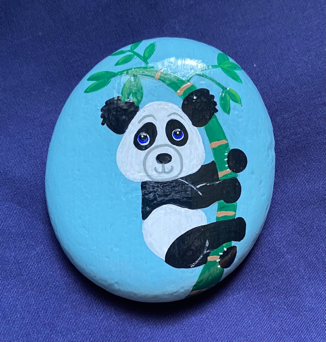 Panda Bear Painted Rock, Animal Painted Stone, Animals, Pandas, Garden ...