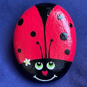 Ladybug Painted Rocks, Bug Painted Stones, Set of 2 Ladybugs, Garden ...
