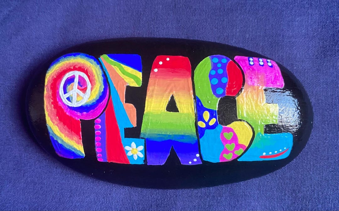 Peace Painted Rock, Word Painted Stone, Colorful Home Decor and Gifts ...