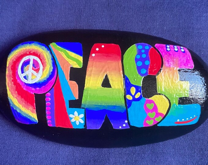 Peace Painted Rock, Word Painted Stone, Colorful Home Decor and Gifts ...