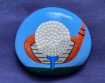 Hand Painted Golf Ball Rock: Sports Lover Gift - Etsy