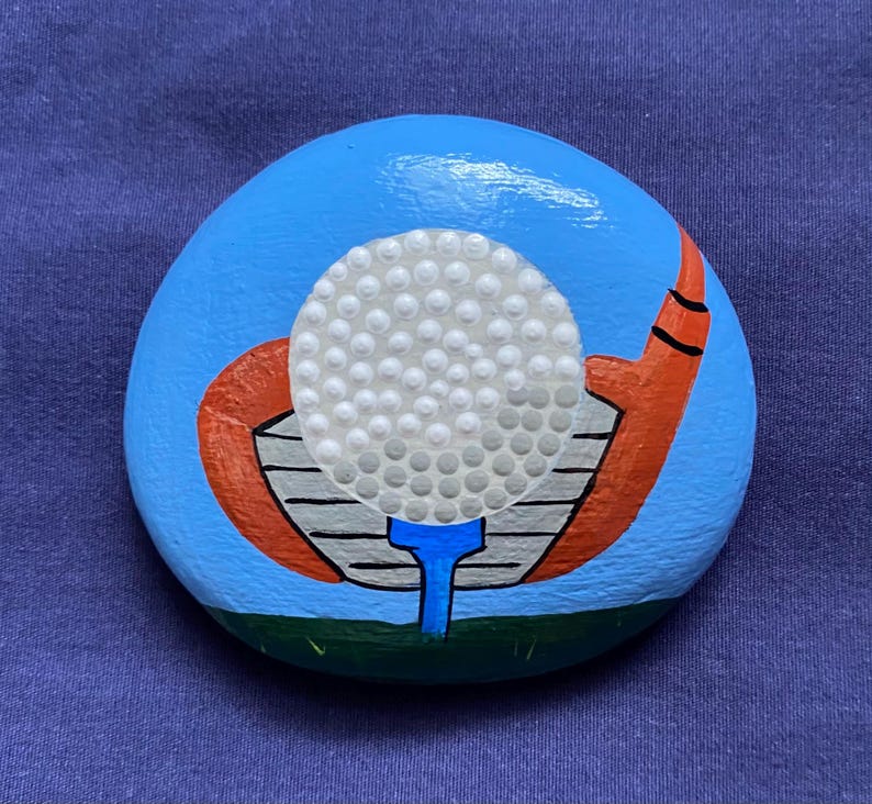 Hand Painted Golf Ball Rock: Sports Lover Gift - Etsy