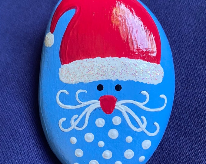 Santa Stone, Christmas Painted Rock, Santa Clause, Holidays, Garden ...