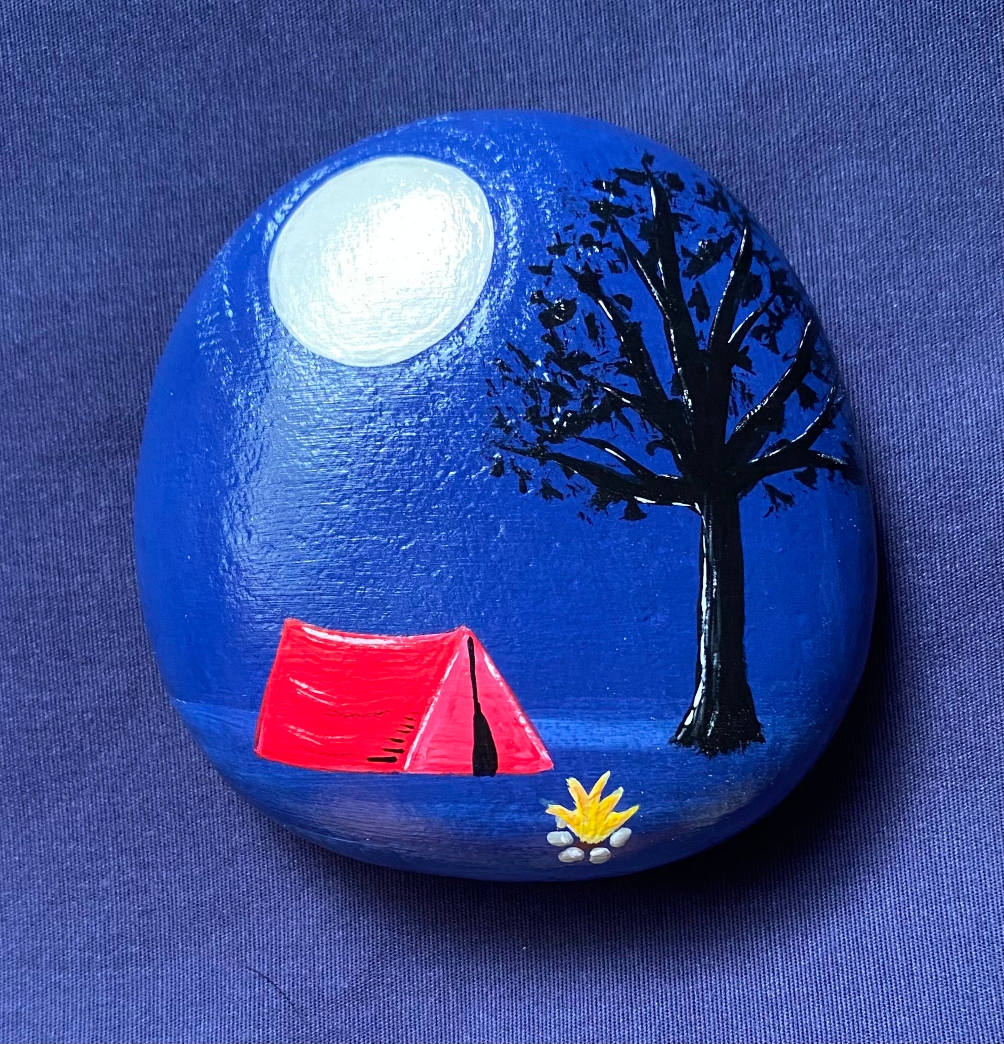 Camping Painted Rock Tent Painted Stone Sunsets Camp - Etsy