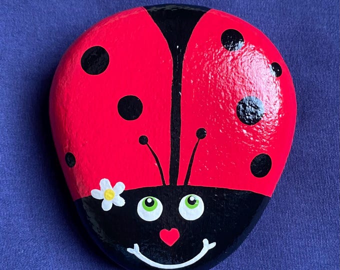 Ladybug Painted Rock, Bug Painted Stone, Ladybugs Home Decor and Gifts ...