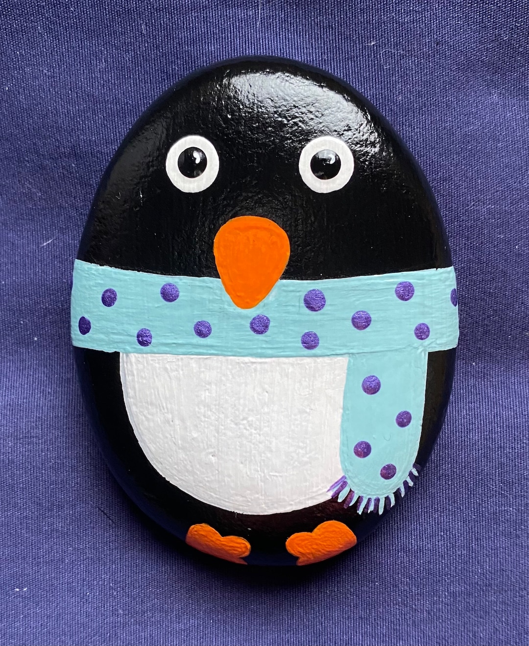 Penguin Painted Rock, Bird Painted Stone, Penguins, Winter, Animals ...