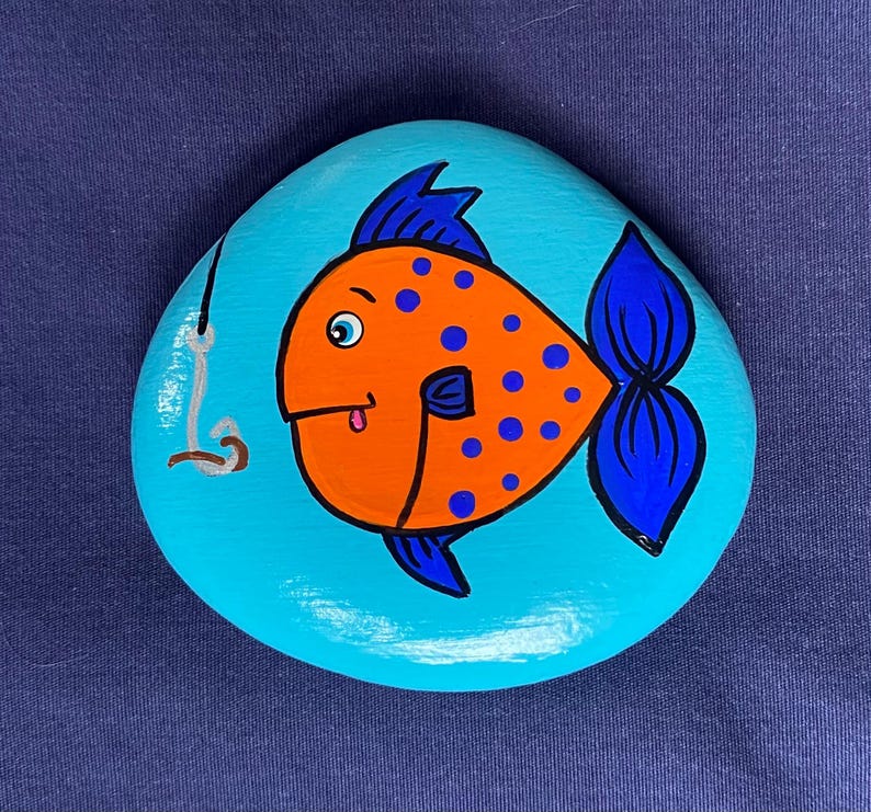 Hand-painted Fish Rock: Whimsical Garden Decor, Fishing Gifts - Etsy