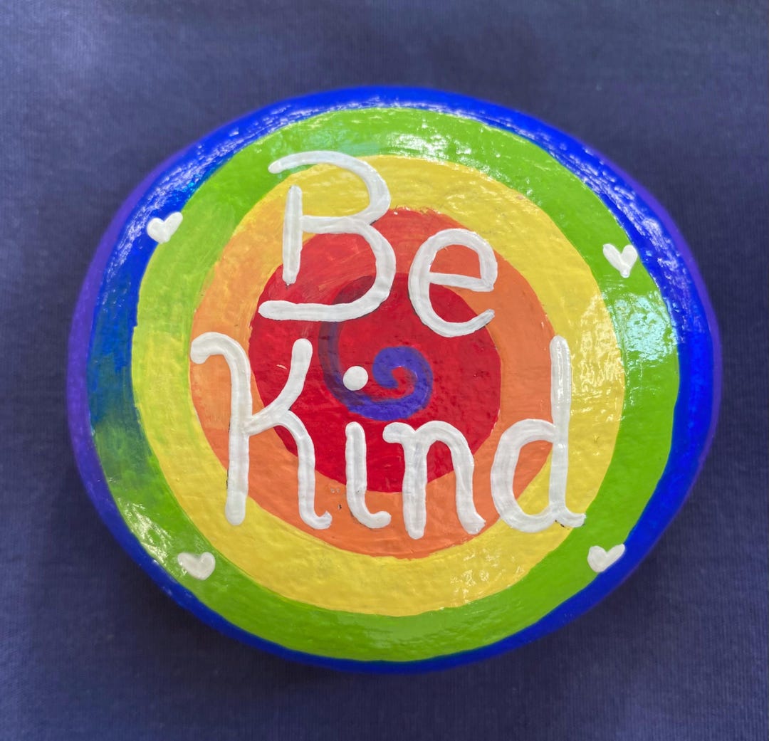 Be Kind Painted Rock: Word Painted Stone, Rainbow Decor and Gifts - Etsy