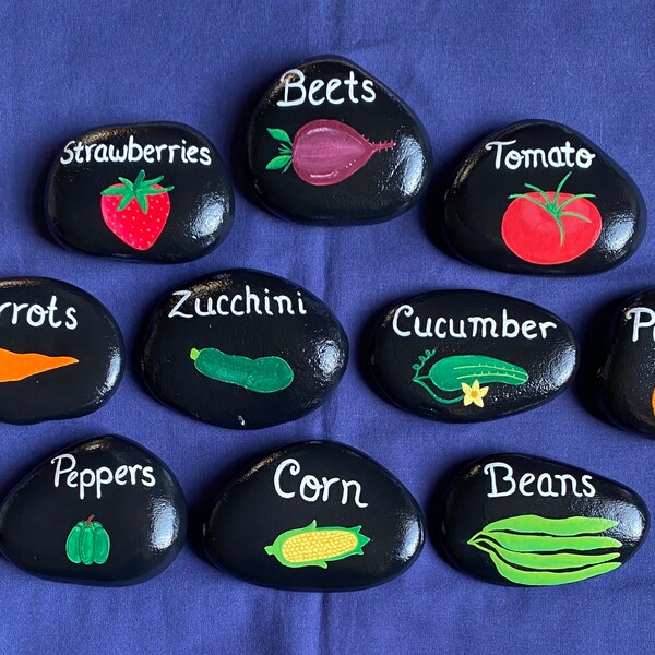 Painted Rock Vegetable Garden Markers - Etsy