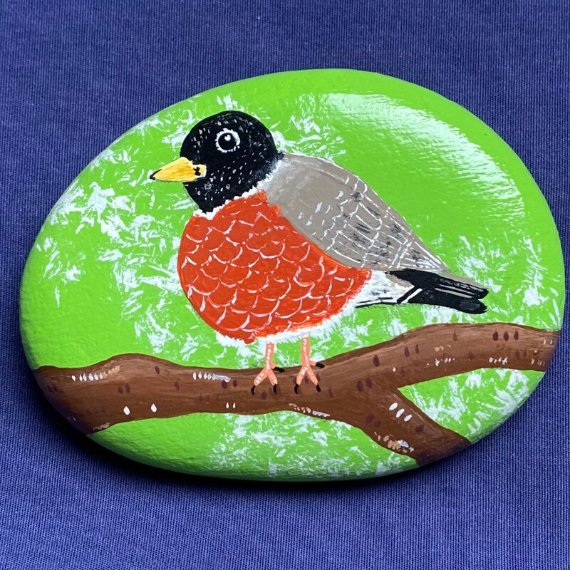 Stone Robin Painted - Etsy