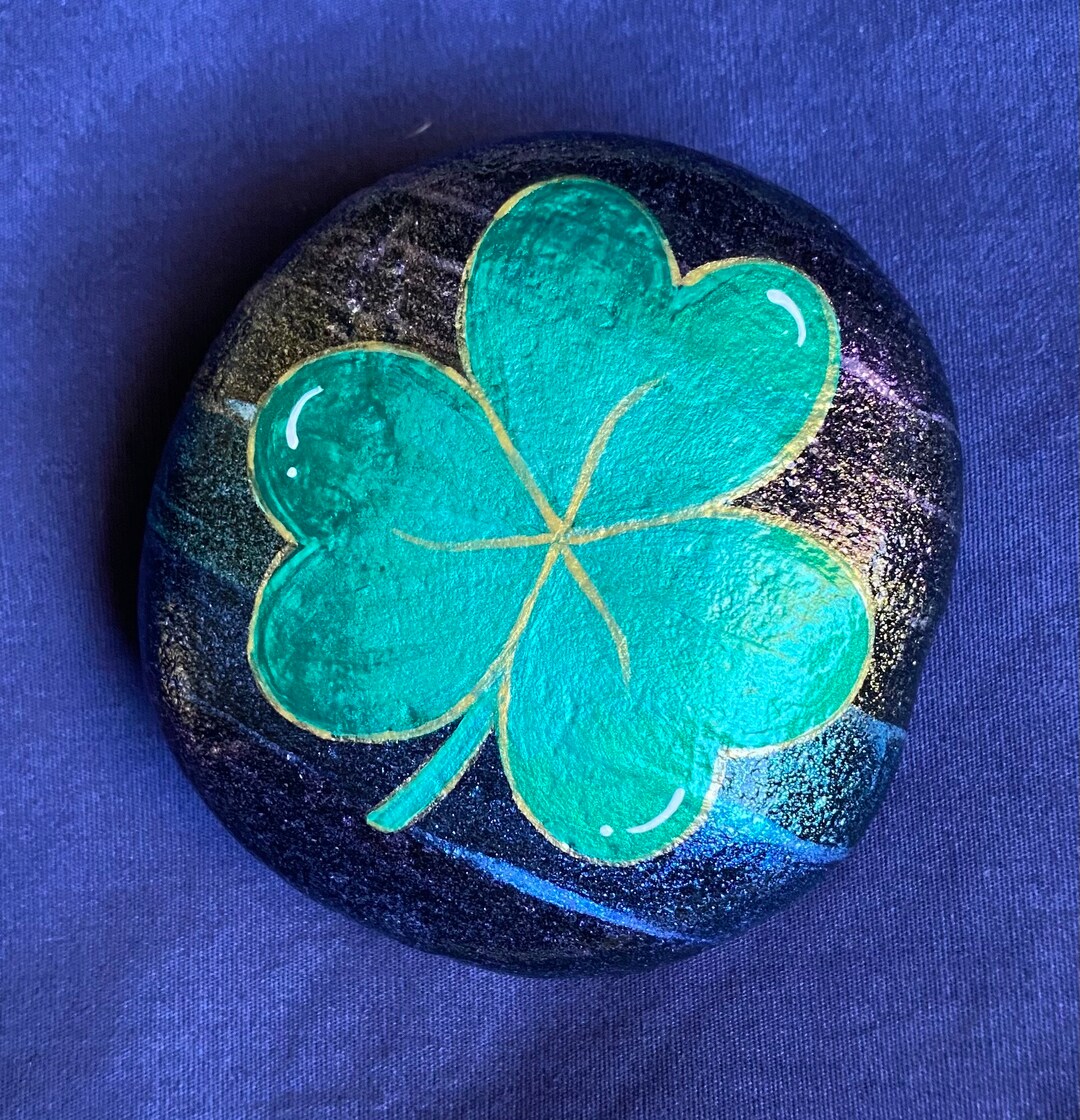 Shamrock Painted Rock, St Patrick’s Day Painted Stone, Rainbows, Garden ...