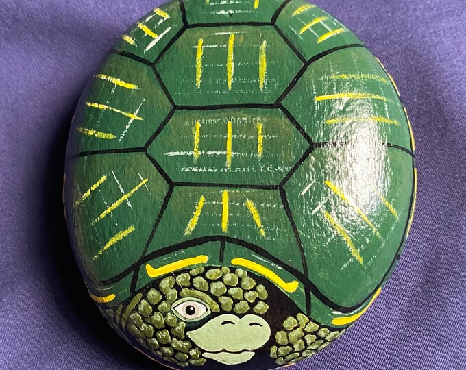 Turtle Painted Rock, Animal Painted Stone, Turtles, Tortoises, Garden ...