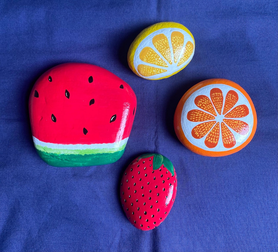 Fruits Painted Rocks, Food Painted Stones, Garden, Home Decor and Gifts ...