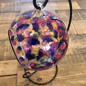 Hand Painted, Candle Holder, Hanging Glass Baubles. Colourful Lantern ...