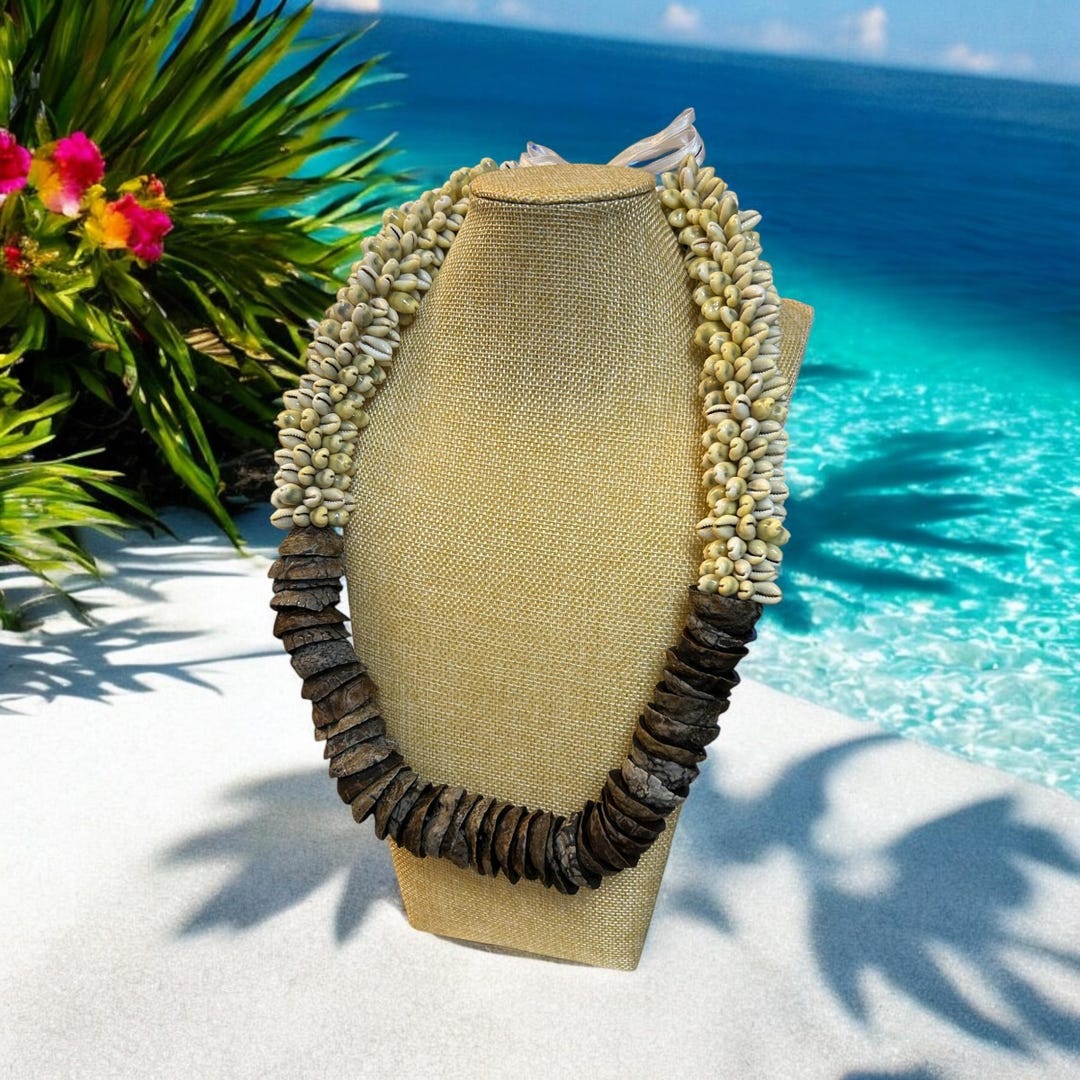 Hawaiian Natural Kukui Nuts Cowrie Shells Lei Necklace - Etsy