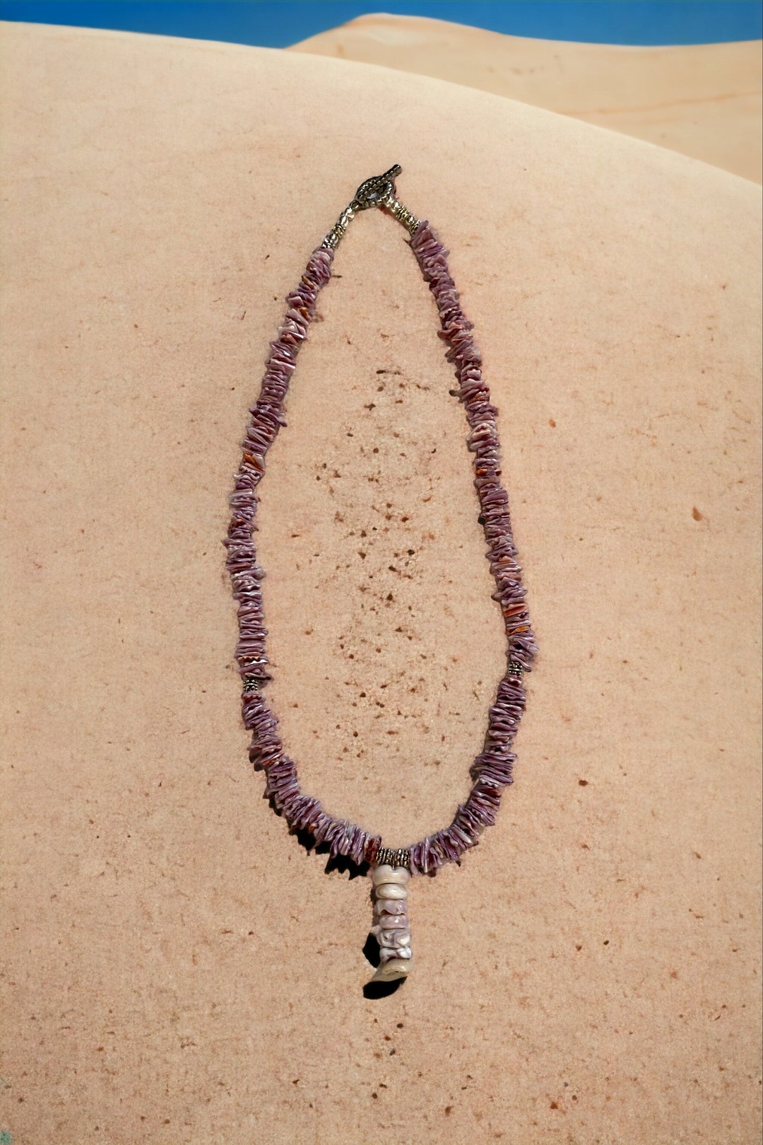 Puka Shells Purple Sea Oyster Chips Necklace - Etsy