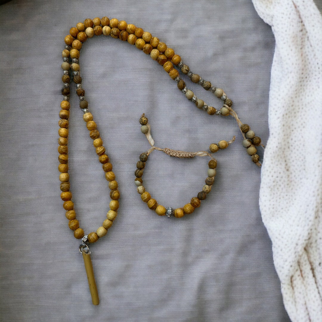 Handmade Bamboo Breath Straw Jasper & Palo Santo Beads Set - Etsy