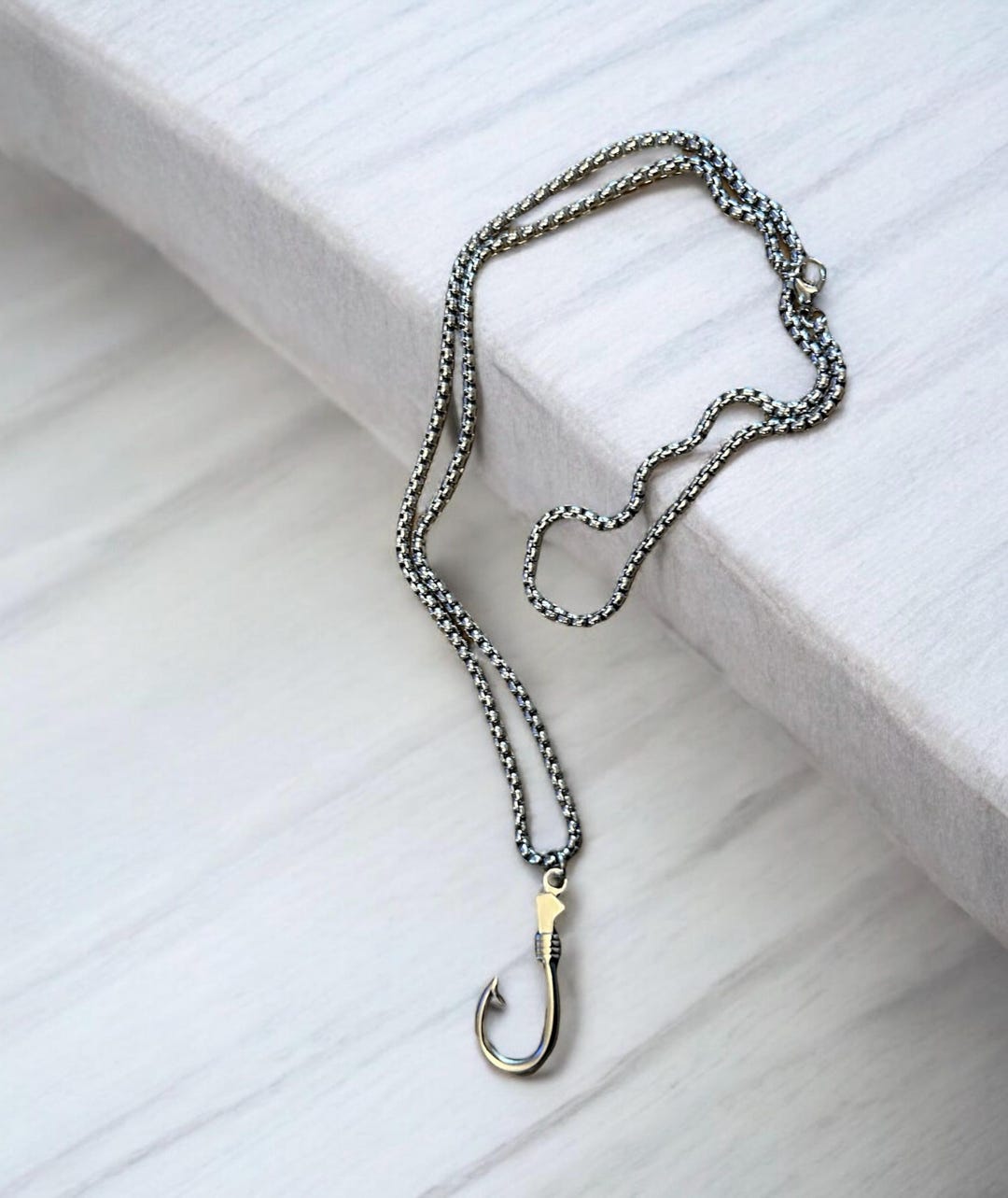 Hawaiian Stainless Steel Fish Hook Chain Necklace - Etsy