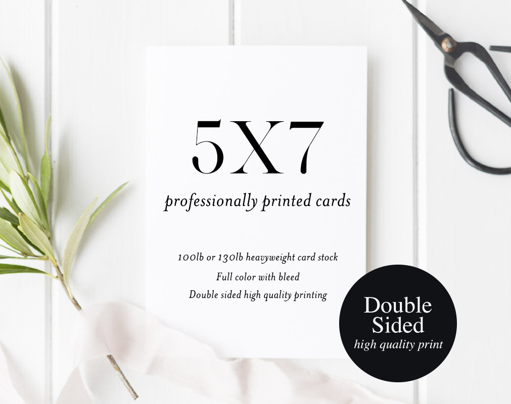 5x7 Card Double sided Invitation Printing Invite Printing Etsy