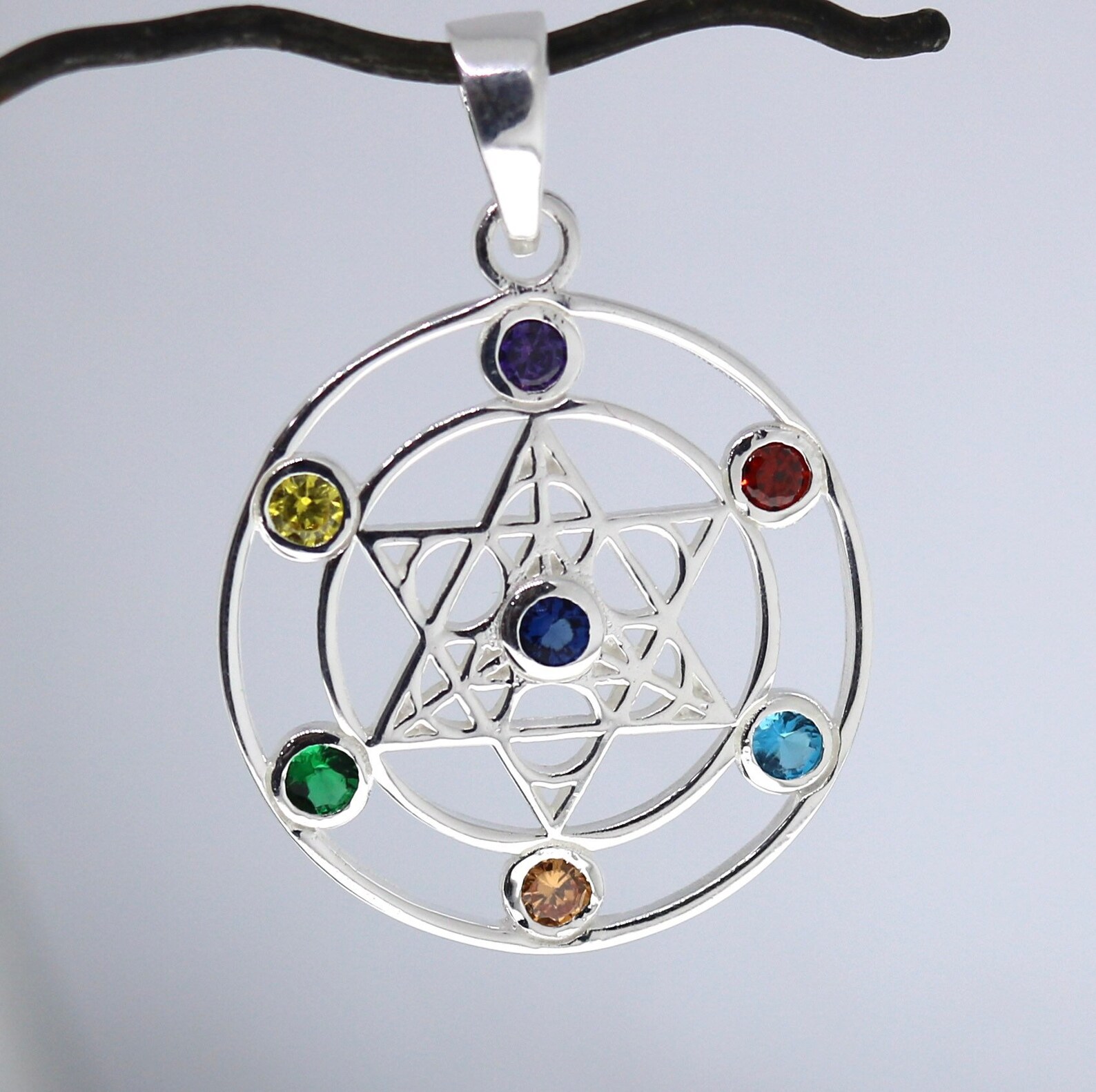 Sterling Silver Chakra Pendant - Etsy
