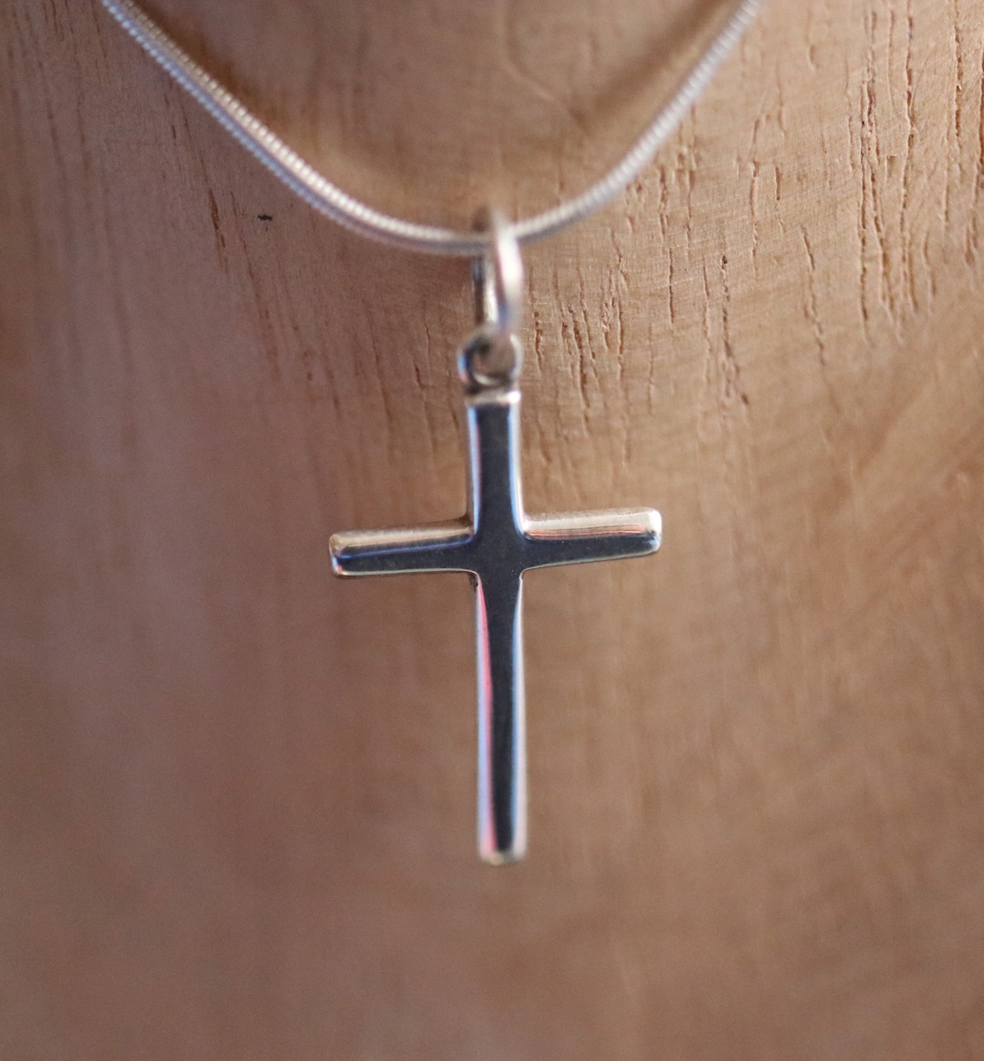 Sterling Silver Simple Cross Pendant - Etsy