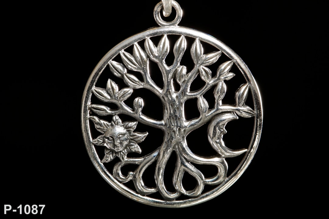 Tree of Life With Sun and Moon Pendant 925 Sterling Silver - Etsy
