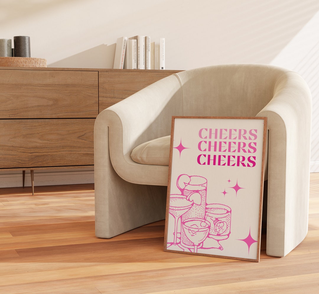 Cheers Printable Poster for Bar Cart, Cocktail Wall Art, Home Decor ...