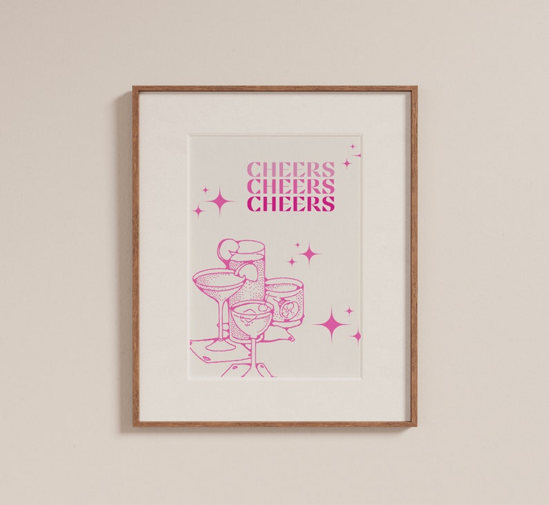 Cheers Printable Poster for Bar Cart, Cocktail Wall Art, Home Decor ...
