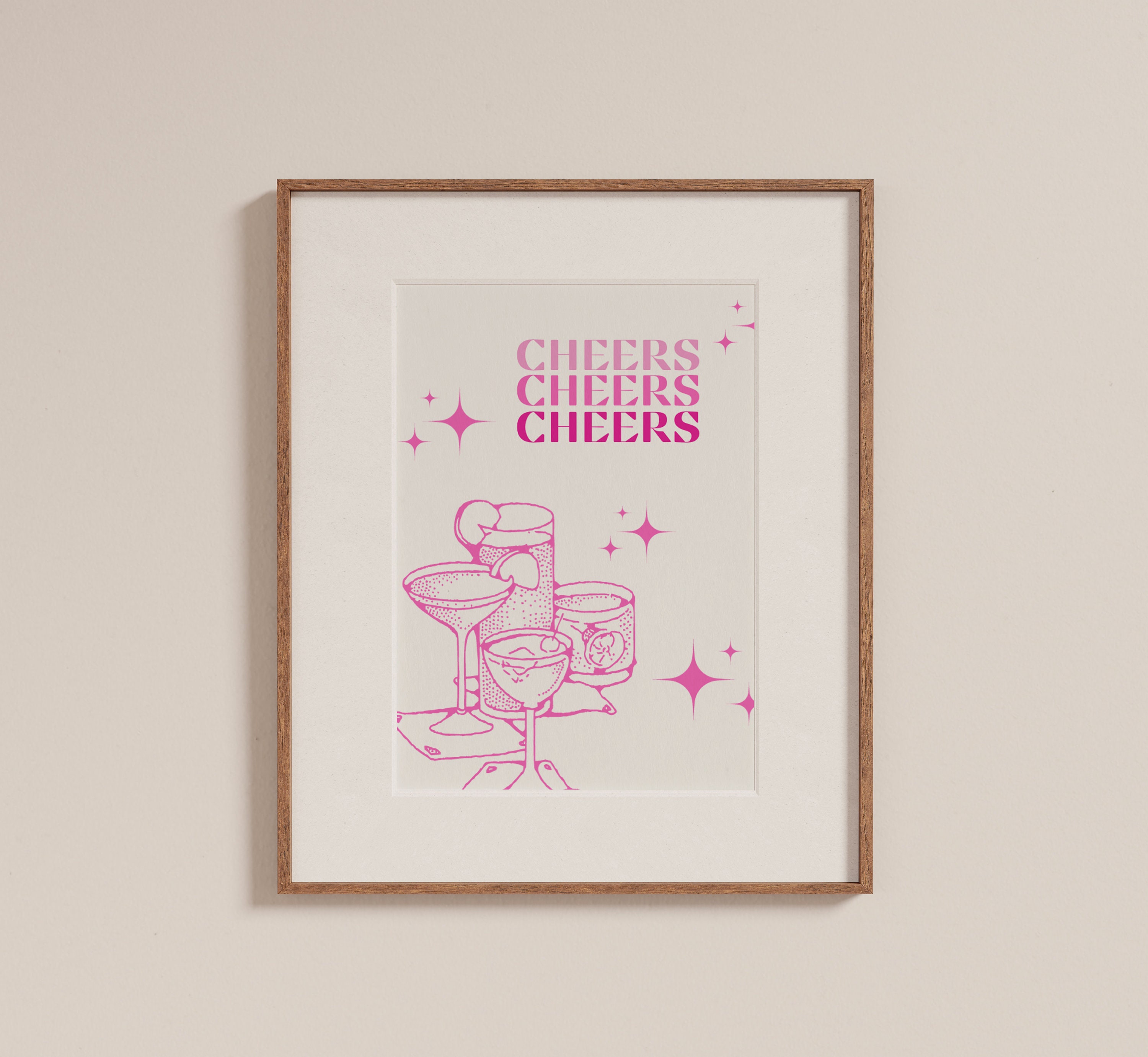 Cheers Printable Poster for Bar Cart, Cocktail Wall Art, Home Decor ...