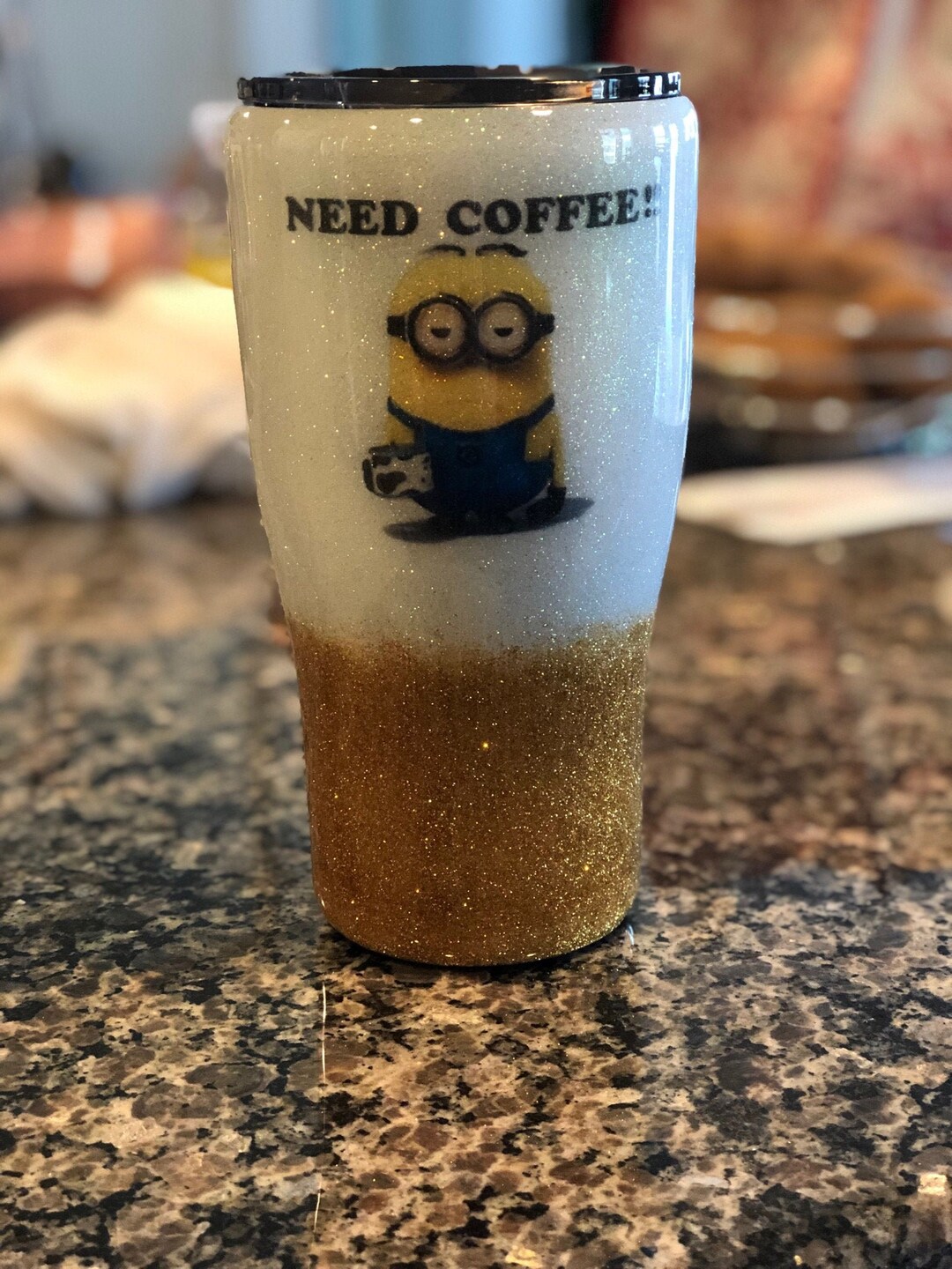Personalized Minions Need Coffee 20 or 30 Ounce Glitter Tumbler - Etsy