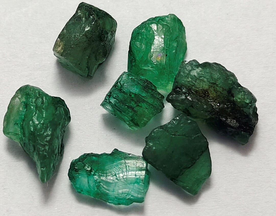 Natural Zambian Emerald Green Rough Loose Gemstone Lot Genuine Emerald ...
