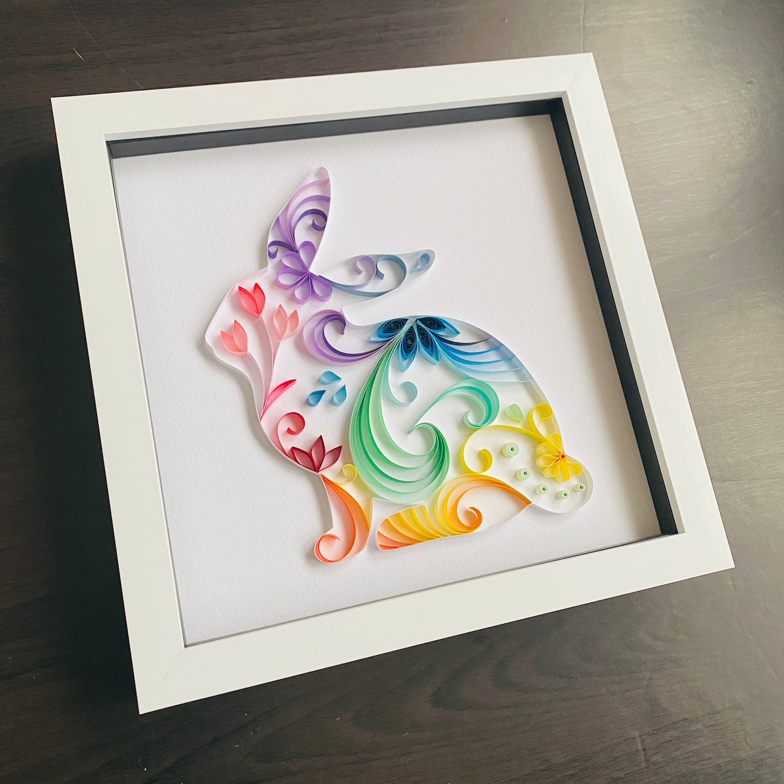 Bunny Rabbit Quilling Art in White Box Frame New Baby - Etsy
