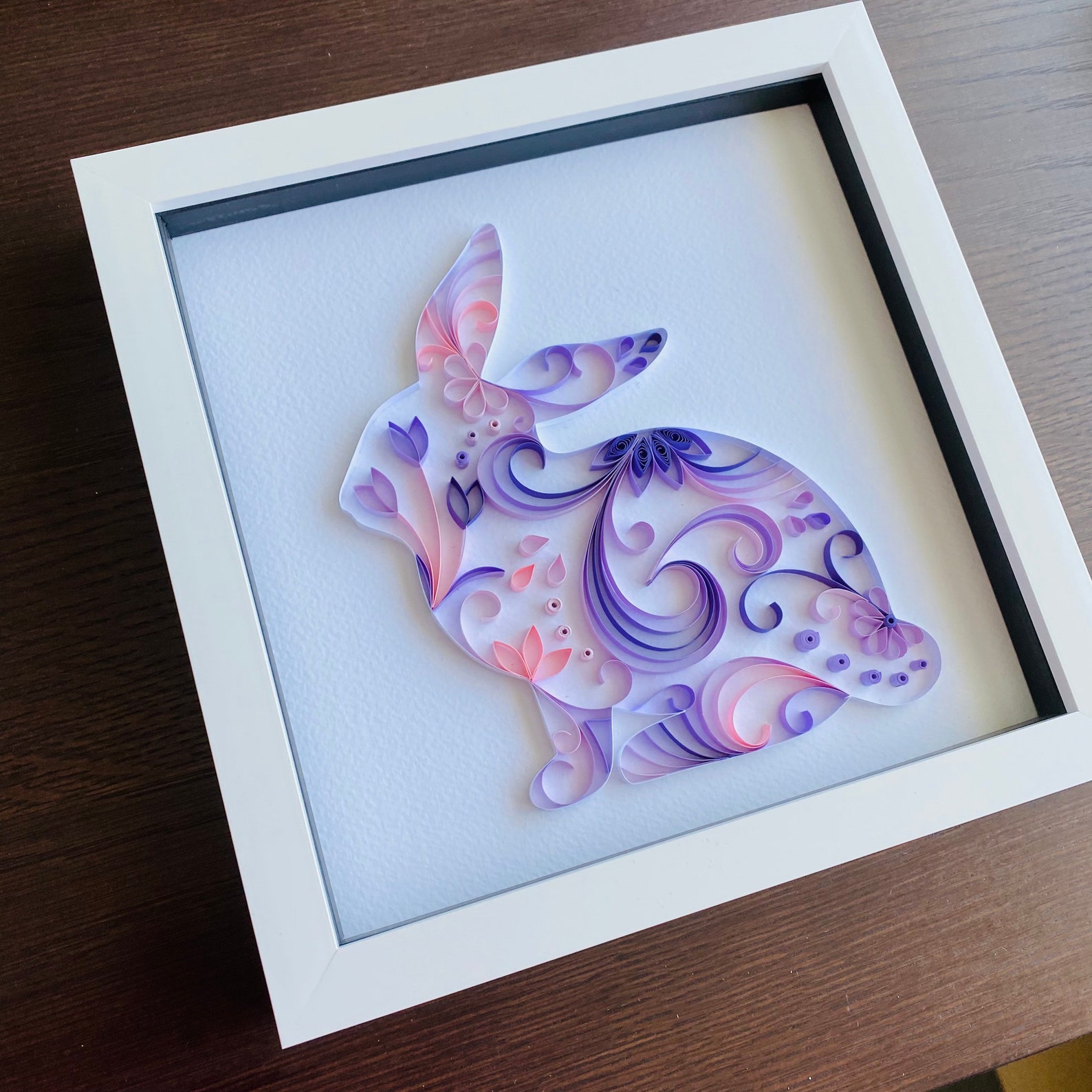 Bunny Rabbit Quilling Art in White Box Frame New Baby - Etsy