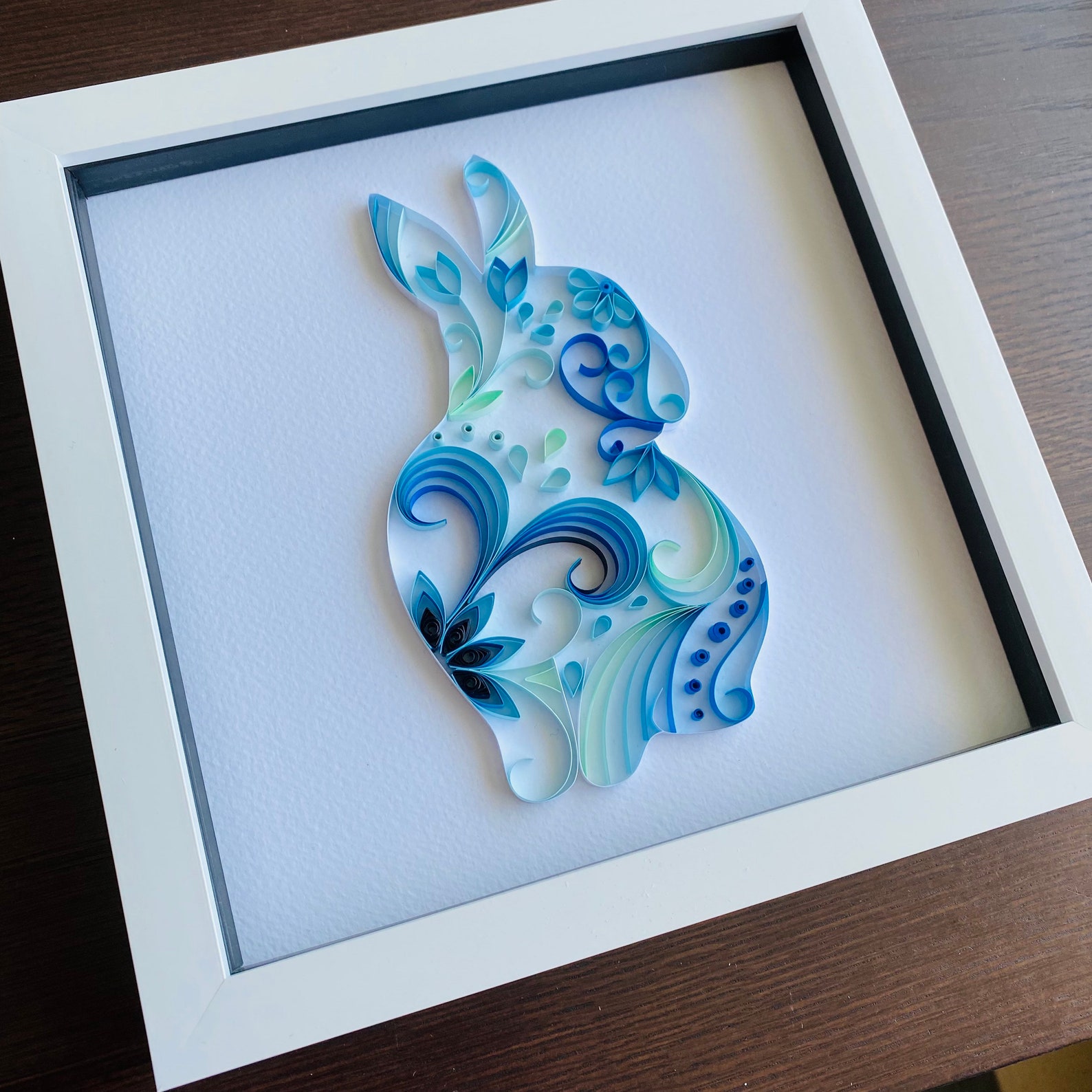 Bunny Rabbit Quilling Art in White Box Frame New Baby - Etsy